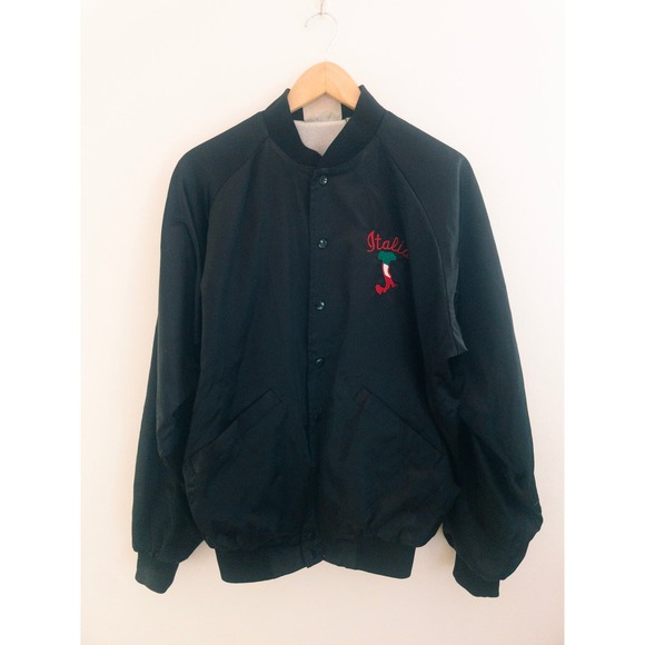 Vintage | Jackets & Coats | Vintage Cardinal Italia Black Satin Nylon ...